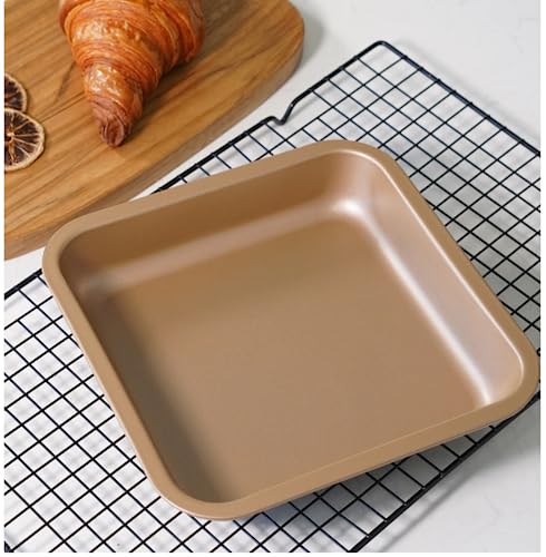 Dhjrefhhd 1Pcs Square Baking Pan Non-stick Coating Cake Baking Pan For Bread Chicken Wings Meats Cookies Cake Molds Baking Tray Golden