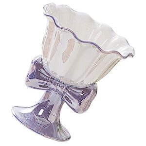 hemoton decorative tray ceramic dessert bowl cup footed ice cream bowl sundae cups dish parfait cup for sundaes parfaits ice cream fruit snack cocktail purple