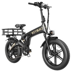 heybike tyson folding electric bike for adults, [unibody magnesium alloy] 750w 28mph 20'' fat tire ebike with 48v 15ah removable battery,dual hydraulic suspension, upgrade hydraulic brake