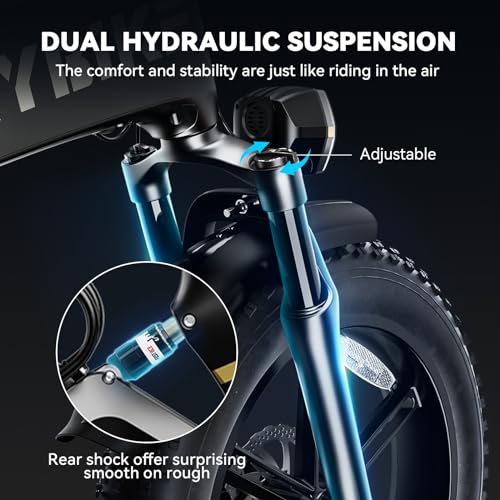 Heybike Tyson Folding Electric Bike for Adults, [Unibody Magnesium Alloy] 750W 28MPH 20'' Fat Tire Ebike with 48V 15Ah Removable Battery,Dual Hydraulic Suspension, Upgrade Hydraulic Brake