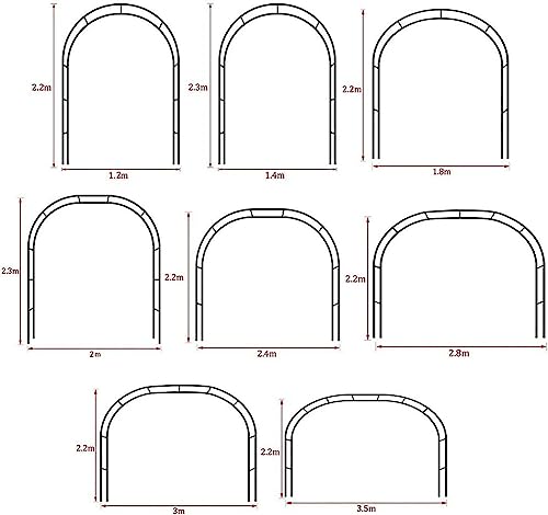 SEVSO Large Metal Garden Arch for Climbing Plant Wide 1.4M 1.2M 1.8M 2.4M 3M 3.5M Sturdy Durable Rose Archway Weather-Resistant Iron Tubular Pergola Trellis,Green,W1.2M*H2.2M