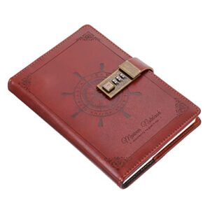 ciieeo 1pc sailor notebook digital notepad pocket size notebook hardback notebook writing journal lock diary pu notepads magazine commodity shaft lock password book travel brown pu