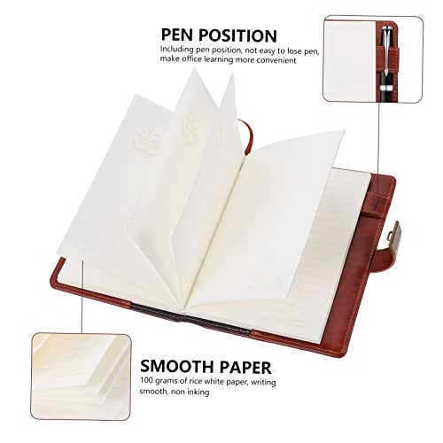 Ciieeo 1pc Sailor Notebook Digital Notepad Pocket Size Notebook Hardback Notebook Writing Journal Lock Diary Pu Notepads Magazine Commodity Shaft Lock Password Book Travel Brown Pu