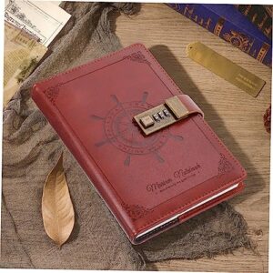 Ciieeo 1pc Sailor Notebook Digital Notepad Pocket Size Notebook Hardback Notebook Writing Journal Lock Diary Pu Notepads Magazine Commodity Shaft Lock Password Book Travel Brown Pu