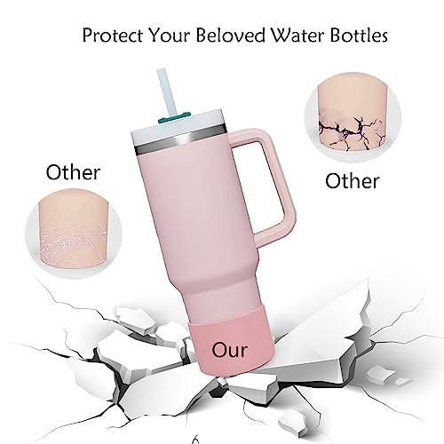 2PCS Silicone Boot Cover Compatible with Stanley Quencher 40 oz 30 oz 20 oz Tumbler with Handle Protect Water Bottle Cup Bottom Bumper Cover Compatible with Stanley Tumbler Accessory (Bule)