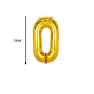 32 Inch Gold 30 Number Balloons for 30th Birthday Party Decorations,Jumbo Foil Helium Balloons for 30 Party Decoration