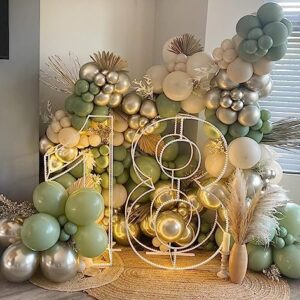 Sage Green Balloon Garland Arch Kit 139PCS Avocado Green Sand White Metallic Gold Neutral Latex Balloons for Baby Shower Bridal Shower Birthday Party Decorations