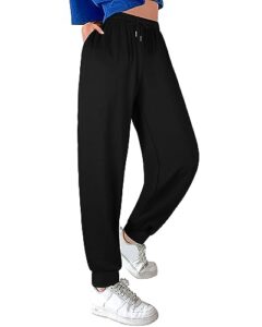 asimoon sweatpants women with pockets loose lightweight stretch yoga lounge pants comfy drawstring workout jogging pants (us, alpha, small, regular, regular, black)