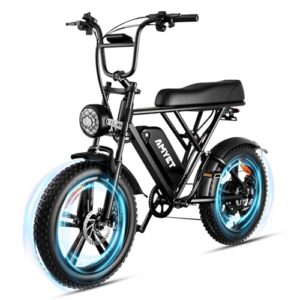 amyet v9-g60 electric bike for adults, 20" fat tire electric bike, 1000w/peak 1500w ebike with 48v20ah removable battery, 30 mph shimano 7 speed gears, dual shock absorber (black)