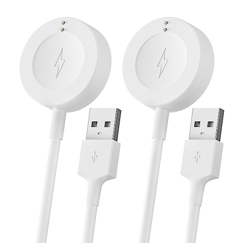 2-Pack Charger for Fossil Gen 6 Gen 5 Gen 5E Gen 4 Smartwatch Charging Cable Cord for Emporio Armani, Skagen falster 2, Misfit Vapor 2, Diesel Guard 2.5, Michael Kors Runway 3.3Ft/1M White