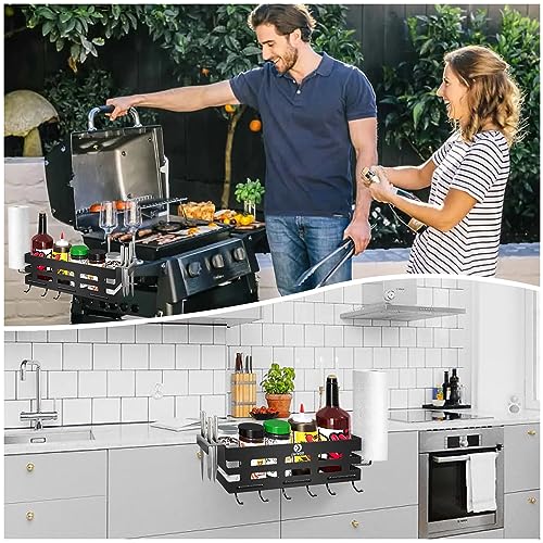 LAIWOO Griddle Caddy for Blackstone 28"/36" Griddles, Space Saving Grill Accessories with Tool Holder & Paper Towel Holder, BBQ Accessories Storage Box for Blackstone Griddle Accessories