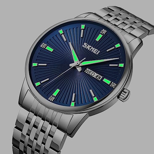 Diamond Watches for Men, Men Male Golden Big Face Business Dress Watch Waterproof LuminousLuxury Casual Quartz Analog Watches with Day Date Calendar and Stainless Steel Band