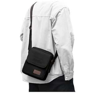 mens crossbody bag,man purse side bag vintage canvas over the shoulder bag for men women small messenger bag for phone passport bolsos para hombre black