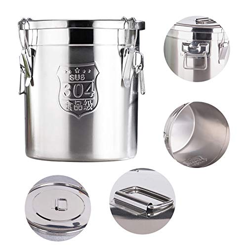 TOOL1SHOoo 6L Airtight Canister Food Stainless Steel Kitchen Cereal Container Grain Kitchen Milk Storage Canister Kitchen Rice Bucket Flour Container Kitchen Bucket With Lid