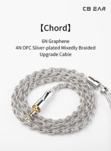 H HIFIHEAR 2Pin Earphone Cable,KBEAR Chord 4 Cores Graphene Mixedly Braided with OFC Silver-Plated Upgrade Wire,3.5mm Gold-Plated Detachable Cable Replacement Earphone Wire (Silver, 2Pin 0.78-3.5MM)