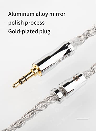 H HIFIHEAR 2Pin Earphone Cable,KBEAR Chord 4 Cores Graphene Mixedly Braided with OFC Silver-Plated Upgrade Wire,3.5mm Gold-Plated Detachable Cable Replacement Earphone Wire (Silver, 2Pin 0.78-3.5MM)