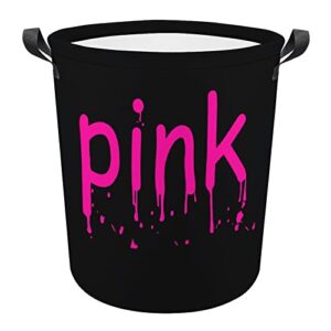 i love pink laundry hamper round canvas fabric baskets with handles waterproof collapsible washing bin clothes bag