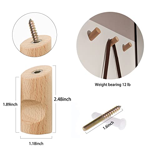 LoengMax Wood Wall Hooks,1 Pack Coat Hooks Wall Mounted, Modern Hat Hooks for Wall, Wall Hanger for Hanging Coat Towel Hat Bag Robe Jacket Clothes (Beech Wood)