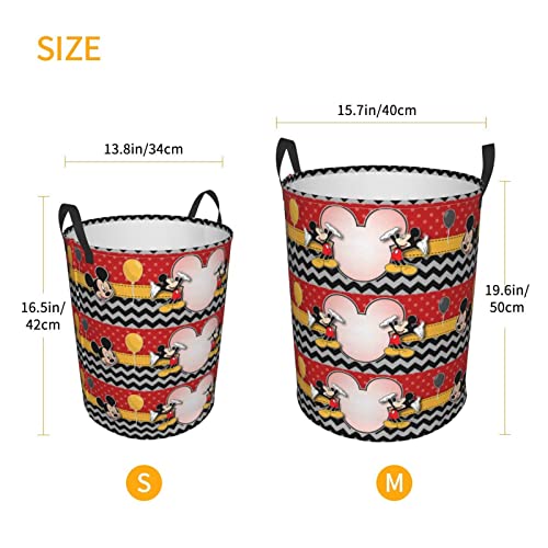 Ybovejuk Cute Large Laundry Basket fit Cartoon Character B11 Durable Waterproof Portable with Handle for Bedroom Room collapsible baskets Round Dirty Storage Clothes Circular hampers - M Black 11