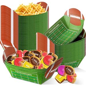 crtiin 200 pieces football paper bowl football snack bowls football party supplies food trays nacho trays disposable serving trays for football tailgate party decorations (football)