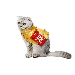 harikaji cat clothes,new year's cloak dog clothes red pet cheongsam cloak clothes for cats small dogs puppy(gold,xs)