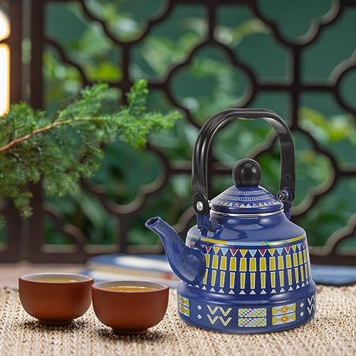 Abaodam Enamel Teapot Vintage Water Kettle Stove Top Tea Kettle Coffee Kettle Warmer with Handle Water Boiling Pot Cold Water Jug Coffee Pot for Kitchen Stovetop