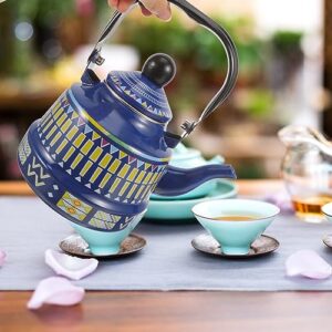 Abaodam Enamel Teapot Vintage Water Kettle Stove Top Tea Kettle Coffee Kettle Warmer with Handle Water Boiling Pot Cold Water Jug Coffee Pot for Kitchen Stovetop