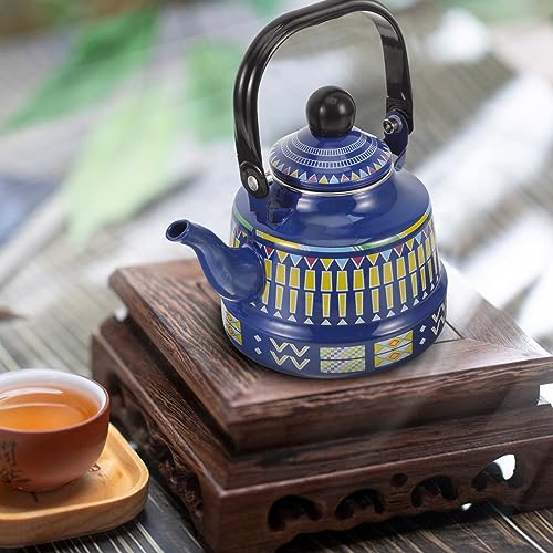 Abaodam Enamel Teapot Vintage Water Kettle Stove Top Tea Kettle Coffee Kettle Warmer with Handle Water Boiling Pot Cold Water Jug Coffee Pot for Kitchen Stovetop