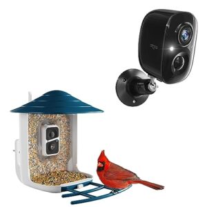 dzees security camera outdoor wireless - battery powered wifi outdoor camera wireless, smart bird feeder with camera, ai identify bird species, auto capture bird videos