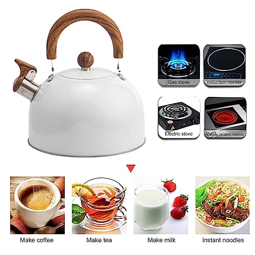 2.5L Whistling Tea Kettle for Stovetop,for Induction | Gas | Electric | Halogen | Radiant, Wooden Handle, Vintage▂19 * 21CM/7.5"*8.3"