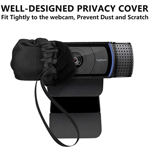 Camera Lens Privacy Webcam Covers Compatible with Logitech HD C270, C310, C505, C920, C922, C922x, Pack of 2 Fabric Dust Cover Case for Most Small Laptop Computer Webcam and Shotgun Camera, Black