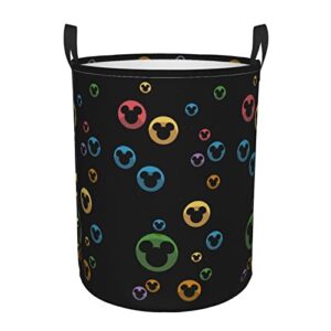 cute large laundry basket fit cartoon character r8 durable waterproof portable with handle for bedroom laundry room collapsible laundry baskets round dirty storage clothes basket circular hampers - m