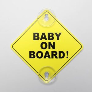 Jenbode Baby on Board Sticker for Cars 2PCS, Baby On Board Warning Signs with Suction Cups, Durable and Strong Without Residue