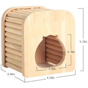 MPMLMF Hamster Sleeping House Hideout& Hamster Wood, Hamster Toys with Climbing Ladder, Hamster Accessories for Hamsters Gerbils Hedgehog or Similar-Sized Pets (Rectangle—Shaped)