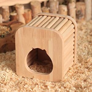 MPMLMF Hamster Sleeping House Hideout& Hamster Wood, Hamster Toys with Climbing Ladder, Hamster Accessories for Hamsters Gerbils Hedgehog or Similar-Sized Pets (Rectangle—Shaped)