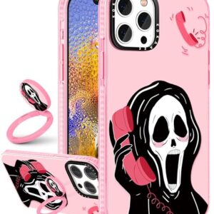 Kokaaee (2in1 for iPhone 14 Pro Max Case Cute Skull for Women Girls Skeleton Girly Phone Cases Fun Cool Gothic Unique Design Soft TPU Bumper Cover and Ring Holder for 14 ProMax 6.7 inch