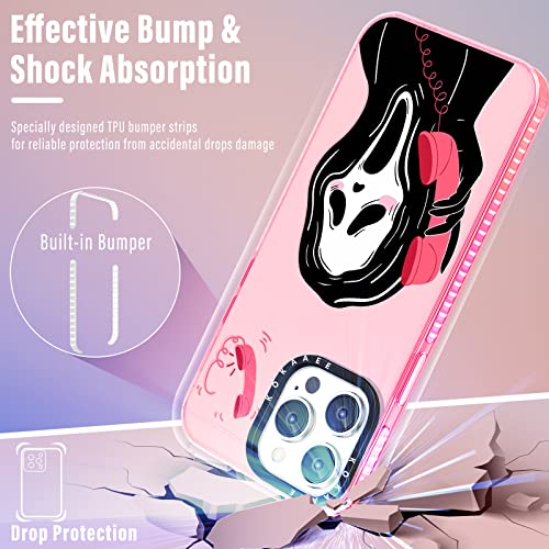 Kokaaee (2in1 for iPhone 14 Pro Max Case Cute Skull for Women Girls Skeleton Girly Phone Cases Fun Cool Gothic Unique Design Soft TPU Bumper Cover and Ring Holder for 14 ProMax 6.7 inch