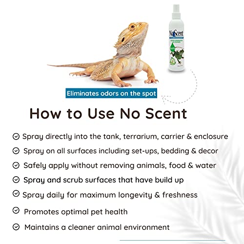 No Scent Reptile Tank Cleaner Spray & Pet Odor Management for Bearded Dragon, Turtle, Lizard Terrarium Freshener (2 Fl Oz / 59 mL)