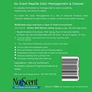 No Scent Reptile Tank Cleaner Spray & Pet Odor Management for Bearded Dragon, Turtle, Lizard Terrarium Freshener (2 Fl Oz / 59 mL)