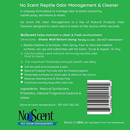 No Scent Reptile Tank Cleaner Spray & Pet Odor Management for Bearded Dragon, Turtle, Lizard Terrarium Freshener (2 Fl Oz / 59 mL)