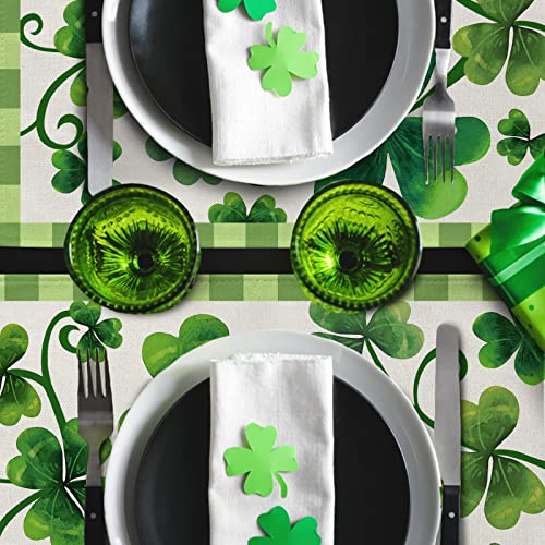 Seliem St. Patrick's Day Lucky Shamrock Clover Bushes Placemats Set of 4, Green Irish Dining Table Place Mats, Seasonal Spring Farmhouse Kitchen Decor Home Holiday Decoration 12 x 18 Inch