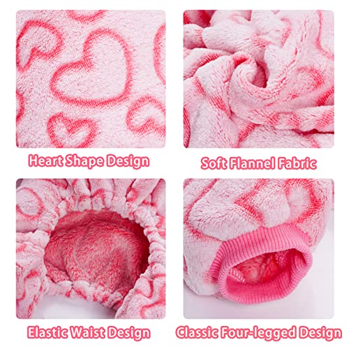 Dxhycc Fleece Dog Pajamas Cute Dog Heart Pajamas Puppy Jumpsuit Pajamas Warm Soft Pet Holiday Clothes for Small Medium Cats and Dogs (Pink, L)