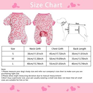 Dxhycc Fleece Dog Pajamas Cute Dog Heart Pajamas Puppy Jumpsuit Pajamas Warm Soft Pet Holiday Clothes for Small Medium Cats and Dogs (Pink, L)