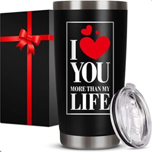 gifts for him, i love you tumbler 20oz, anniversary valentines day birthday gifts for husband from wife, insulated travel tumbler for men, boyfriend