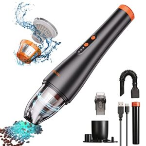 cordless handheld vacuum, immdokin mini vacuum dusbuster portable 8000pa hand vacuum cleaner car vacuum with led headlights, replaceable battery& base for car interior, pet hair, home, office cleaning