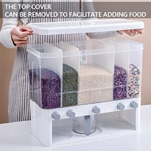 Gdrasuya10 10L Kitchen Dry Kitchen Food Storage, Dispenser Wall Mounted Cereal Rice Storage Container Tank 5-Grid