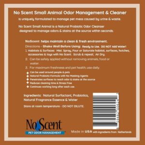 No Scent Small Animal Cage Cleaner for Hamster, Guinea Pig, Rabbit Pet Odor Spray for Urine, Poop & Stains (2 Fl Oz / 59 mL)