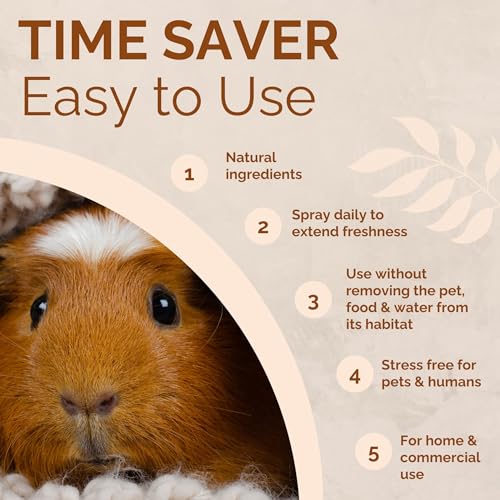 No Scent Small Animal Cage Cleaner for Hamster, Guinea Pig, Rabbit Pet Odor Spray for Urine, Poop & Stains (2 Fl Oz / 59 mL)