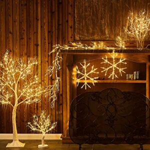 LITBLOOM Lighted Garland with Timer 120 LED Fairy Lights 6FT, Decorative Garland with Lights Battery Operated for Indoor Outdoor Home Fireplace Mantle Christmas Decoration