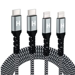 usb c to lightning cable 2pack 6ft [apple mfi certified], iphone charger cable nylon braided type c cord compatible with iphone 14/13/12/11 pro max/xs max/xr/xs/x/8/7/plus/ipad